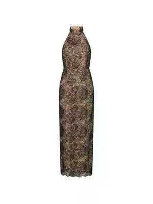 ROTATE BY BIRGER CHRISTENSEN Lace Halterneck Maxi Dress - Black
