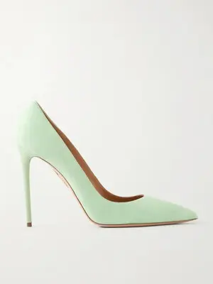 AQUAZZURA Purist 105 Suede Pumps - Green