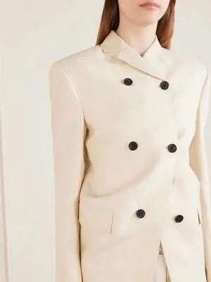 Khaite Rolo Double-breasted Wool And Silk-blend Blazer - Ivory