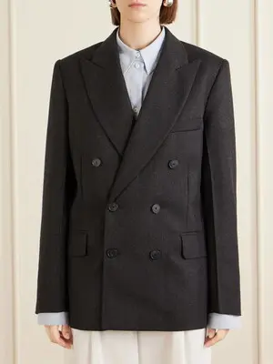 Victoria Beckham Beatrice Double-breasted Wool Blazer - Gray