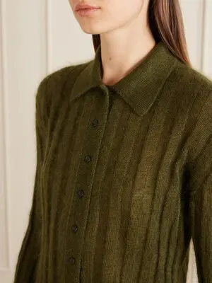 Khaite Meadow Ribbed Mohair And Silk-blend Cardigan