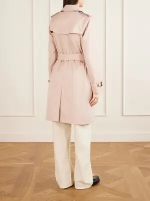 Burberry Kensington Double-breasted Cotton Gabardine Trench Coat - Pink