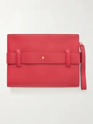 Balmain Anthem Buckled Leather Clutch