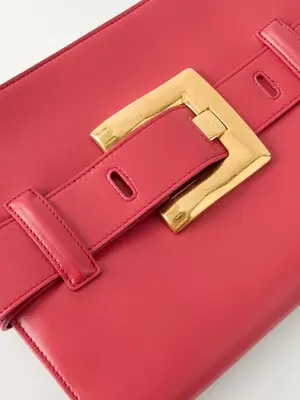 Balmain Anthem Buckled Leather Clutch
