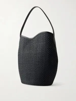 LIFFNER Belted Bucket Raffia Bag - Black