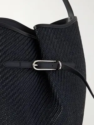 LIFFNER Belted Bucket Raffia Bag - Black