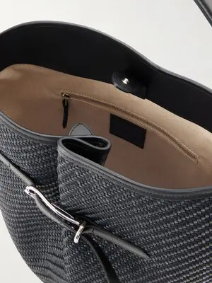 LIFFNER Belted Bucket Raffia Bag - Black