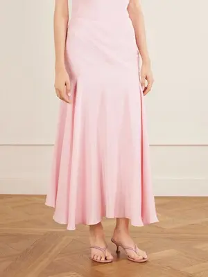 RODARTE Draped Silk-crepe Midi Skirt