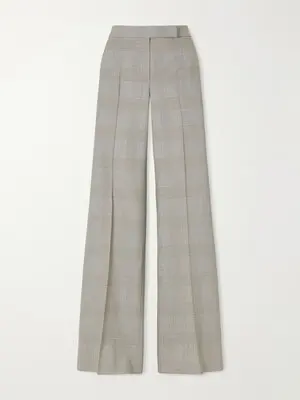 Max Mara Checked Wool Wide-leg Pants - Gray