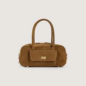 Sandro Ezmehralda Suede Bowling Bag - Beige