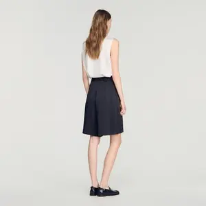Sandro Long High-waisted Pleated Shorts