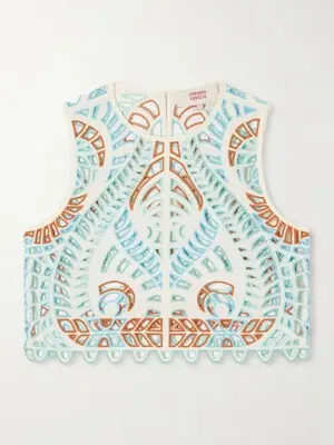 EMPORIO SIRENUSE Ada Brisé Mare Broderie Anglaise Top - Neutrals