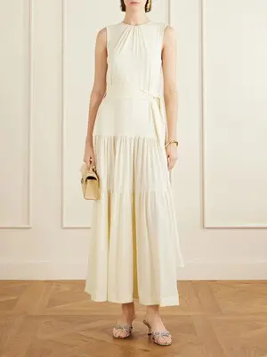 Altuzarra Liza Belted Tiered Maxi Dress - Neutrals