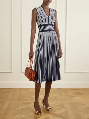 Max Mara Striped Knitted Dress - Black