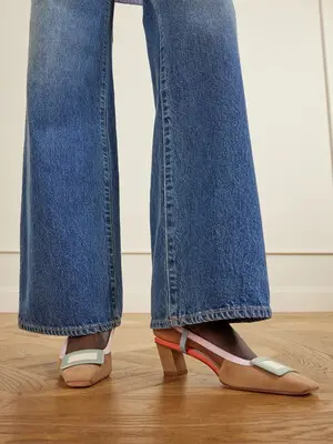 ROGER VIVIER Belle Vivier 45 Buckled Suede Slingback Pumps - Multi