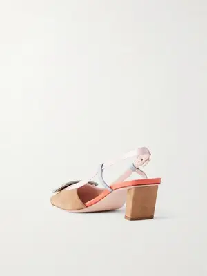 ROGER VIVIER Belle Vivier 45 Buckled Suede Slingback Pumps - Multi