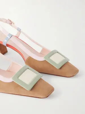 ROGER VIVIER Belle Vivier 45 Buckled Suede Slingback Pumps - Multi