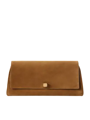 Khaite Audrey Suede Clutch - Brown