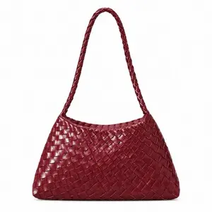 RIMINI Leontina Woven Vegan Leather Shoulder Bag - Red