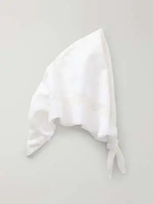 Staud Da Adolfo Sunny Lace-trimmed Cotton Headscarf - Cream