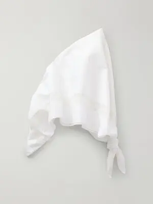Staud Da Adolfo Sunny Lace-trimmed Cotton Headscarf - Neutrals
