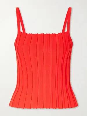 Staud Skye Ribbed Jersey Tank - Red