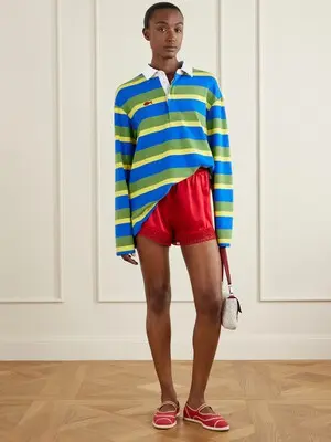 Staud Adolfo Gavin Striped Cotton-blend Polo Shirt