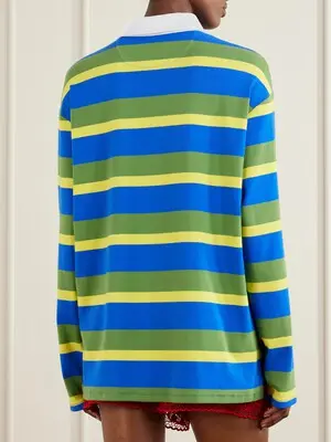 Staud Adolfo Gavin Striped Cotton-blend Polo Shirt