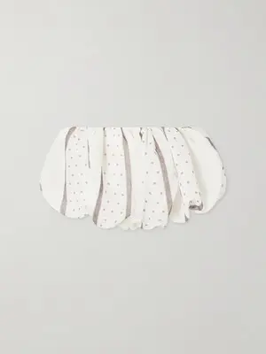 LIBEROWE Gathered Polka Dot Silk Chiffon Shorts - White