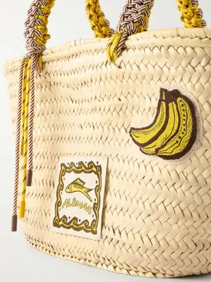 ALEMAIS Mona Logo-appliquéd Woven Raffia-effect Bucket Bag