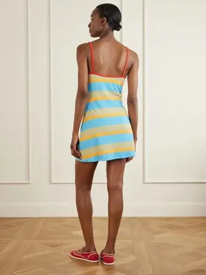 Staud Da Adolfo Vespa Striped Cotton-blend Mini Dress
