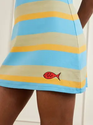 Staud Da Adolfo Vespa Striped Cotton-blend Mini Dress