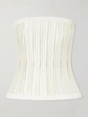 DANIELLE FRANKEL Ivy Cotton-blend Twill Bustier Top - Neutrals