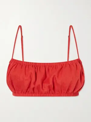 Staud Fiore Linen Cropped Top