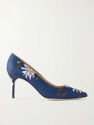 Manolo Blahnik Emilia Wickstead 70 Floral-print Woven Pumps