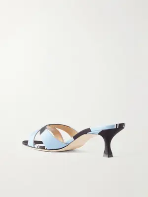 Manolo Blahnik X Emilia Wickstead Striped Grosgrain Mules - Blue