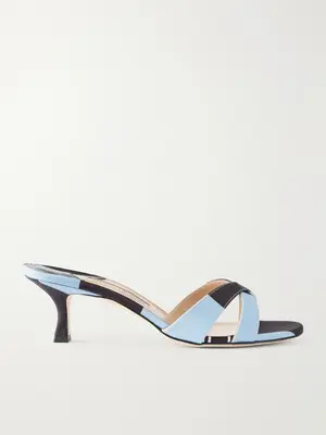 MANOLO BLAHNIK Manolo Blahnik X Emilia Wickstead Striped Grosgrain Mules