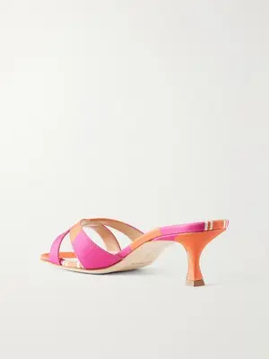 Manolo Blahnik Emilia Wickstead Callamu 50 Striped Grosgrain Mules - Pink