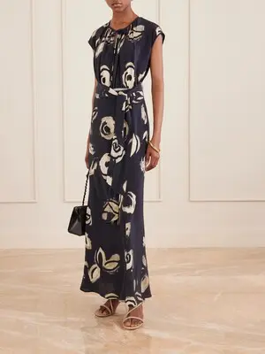 Max Mara Tie-detailed Floral Silk Chiffon Maxi Dress