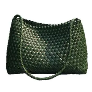 RIMINI Rimini Suzy Hand-Woven Vegan Leather Shoulder Bag Green