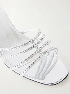 AQUAZZURA Sensation 35 Embellished Metallic Leather Mule - Silver