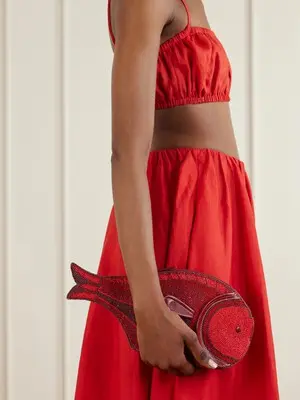 Staud Pesce Beaded Clutch
