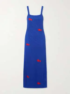 STAUD + Da Adolfo Pietro Crocheted Embroidered Midi Dress