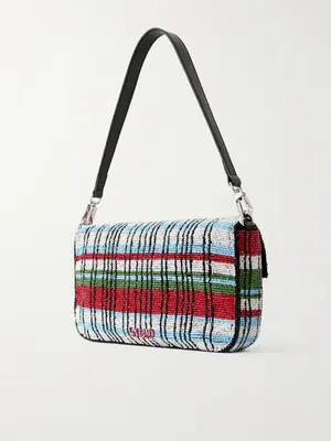 Staud Adolfo Timmy Beaded Shoulder Bag - Red