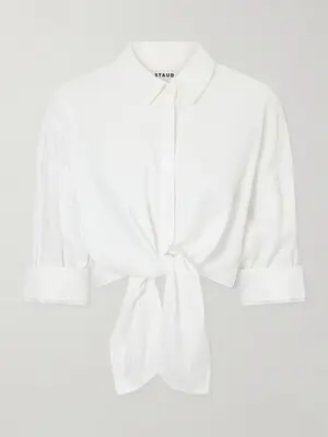 Staud STAUD Lisa Knotted Linen Shirt White