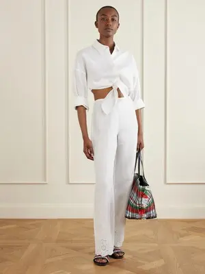Staud Lisa Knotted Linen Shirt - White