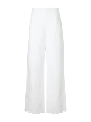 Staud Oscar Embroidered Linen Straight-leg Pants - White