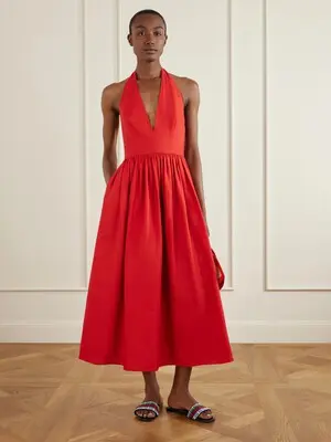 Staud Grazia Linen Midi Dress