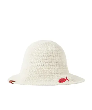 Staud Meyers Crocheted Cotton Bucket Hat With Embroidered Logo - Neutrals