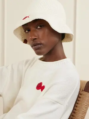 Staud Meyers Crocheted Cotton Bucket Hat With Embroidered Logo